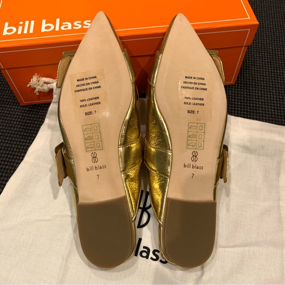 bill blass | Shoes | Anthropologie Bill Blass Sylvia Gold Foil Pointed ...